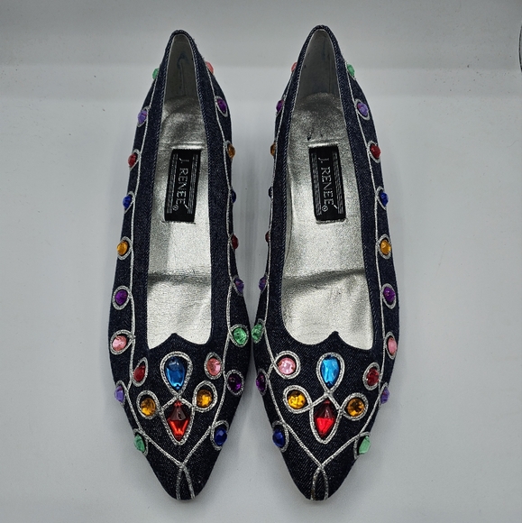 J.Renee | Shoes | Vintage J Renee Denim Jewel Embellished Flats | Poshmark